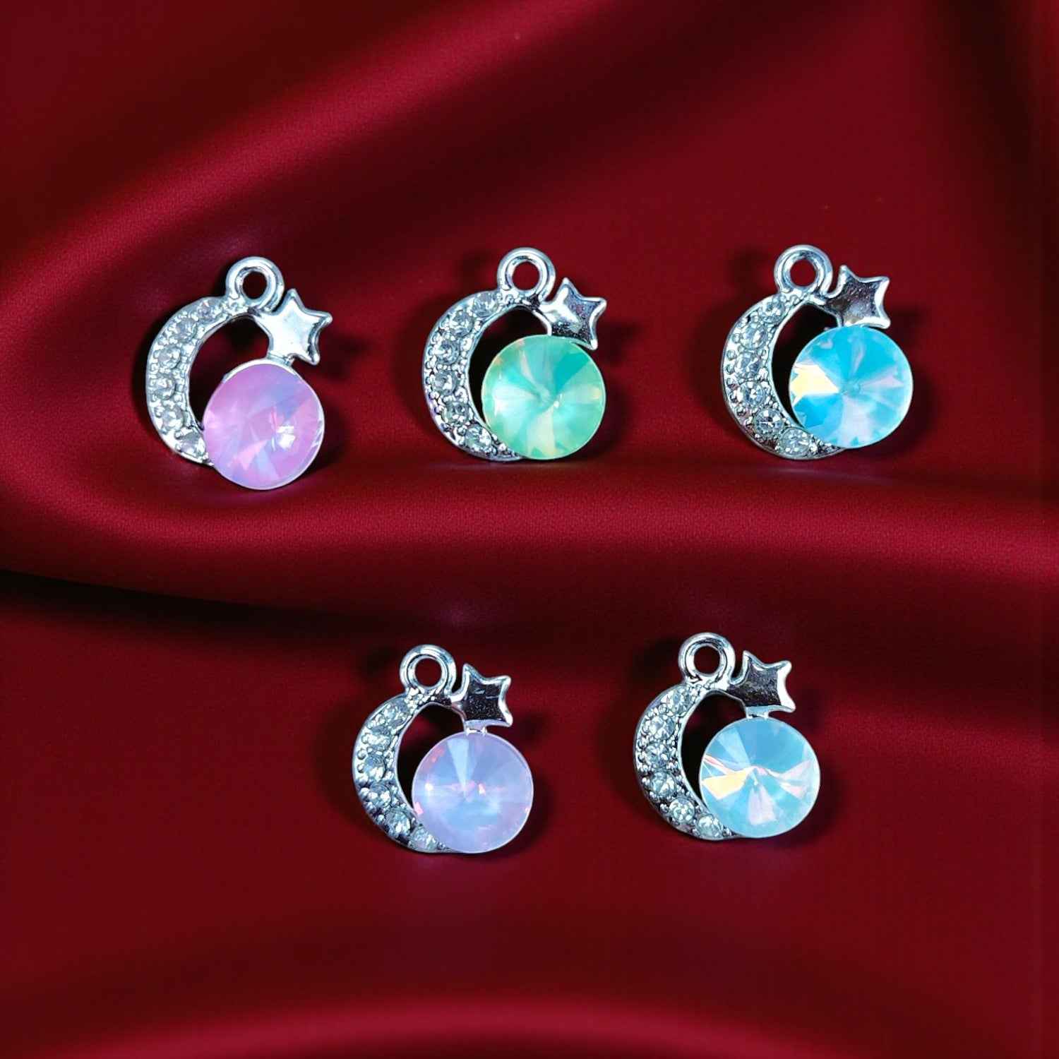 Luxury Half Moon Shimmering Stone Charm | Sparkling Jewelry Charm – Eva ...